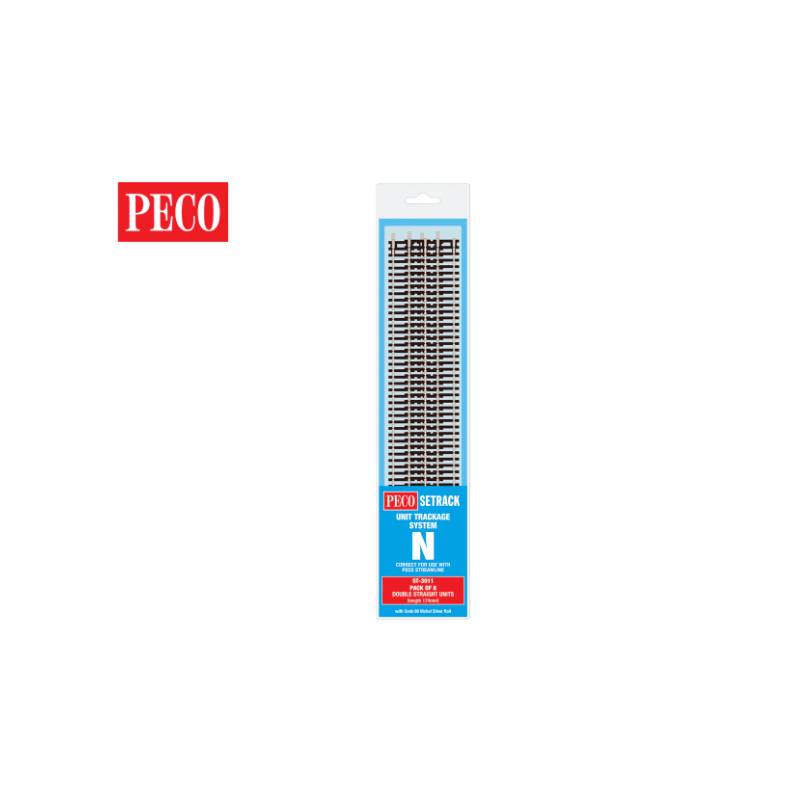 Peco ST-3011 - Double droit (paquet de 8)